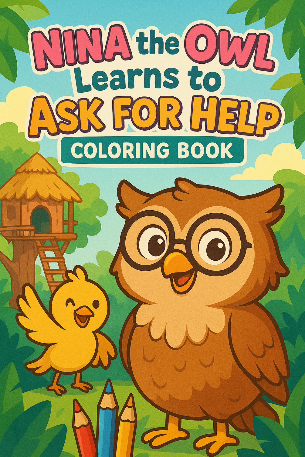 Nina the Owl Learns to Ask for Help – Coloring Book for Kids
