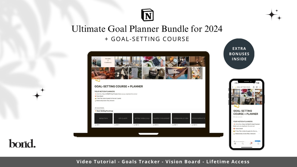 Ultimate Goal-Setting Course and Planner Bundle for 2024