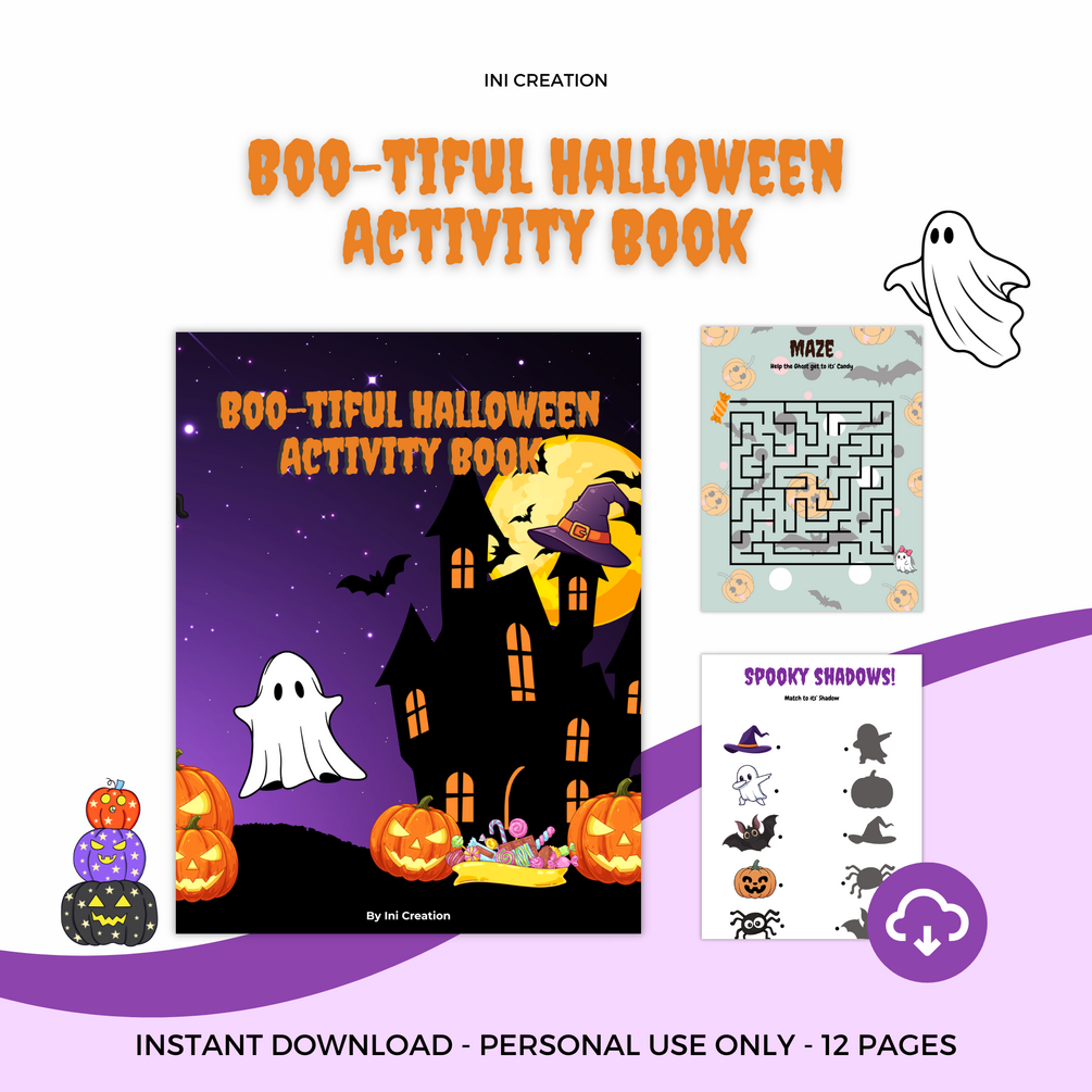 BOO-TIFUL HALLOWEEN ACTIVITY BOOK FOR KIDS | SPOOKY PRINTABLE PDF