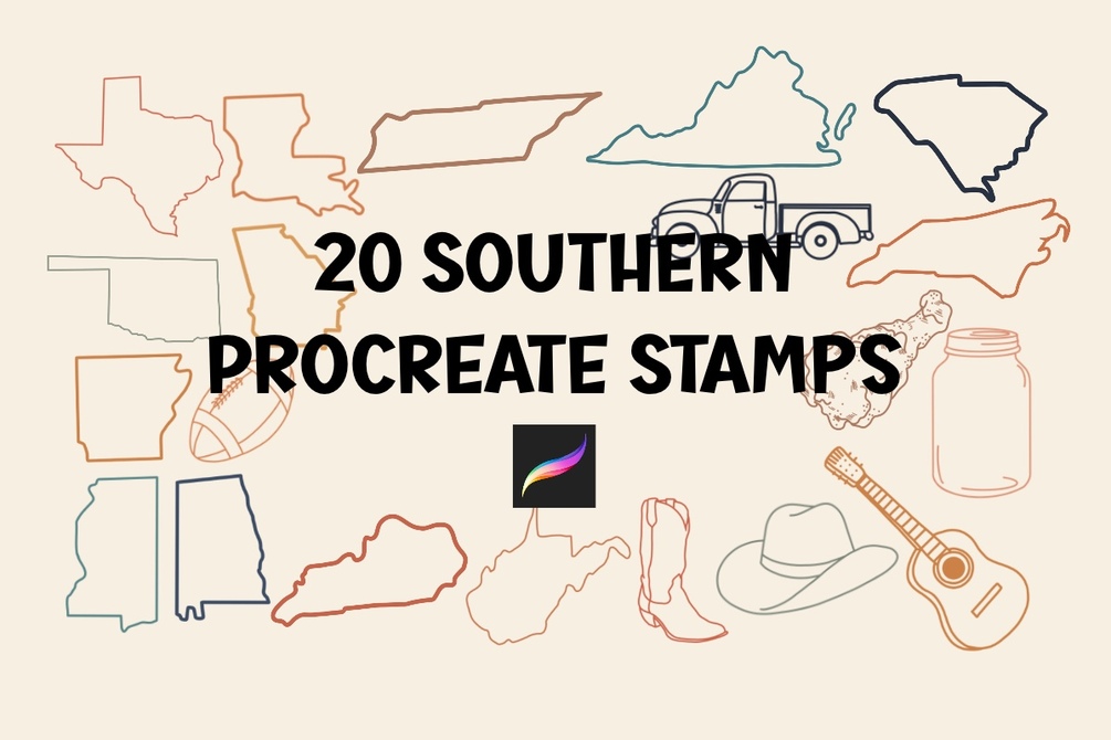 20 Southern Procreate Stamps