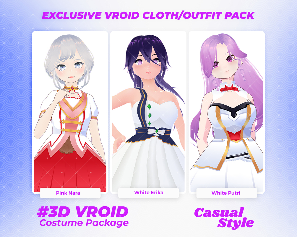 VRoid Clothing Pack, Virtual Fashion, Streamer Outfit, Vroid Clothing ...