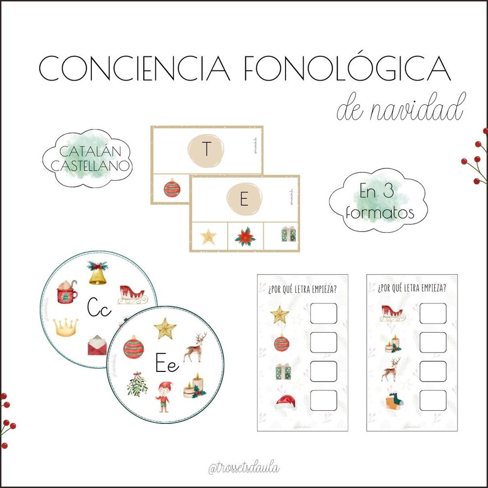 CONCIENCIA FONOLÓGICA NAVIDAD CASTELLANO (3 formatos)