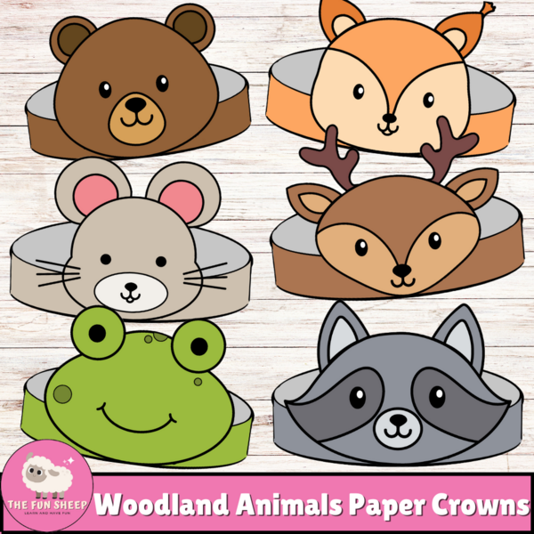 Woodland Animals Crowns Bundle | Animal Hats Set - Craft Coloring Activity