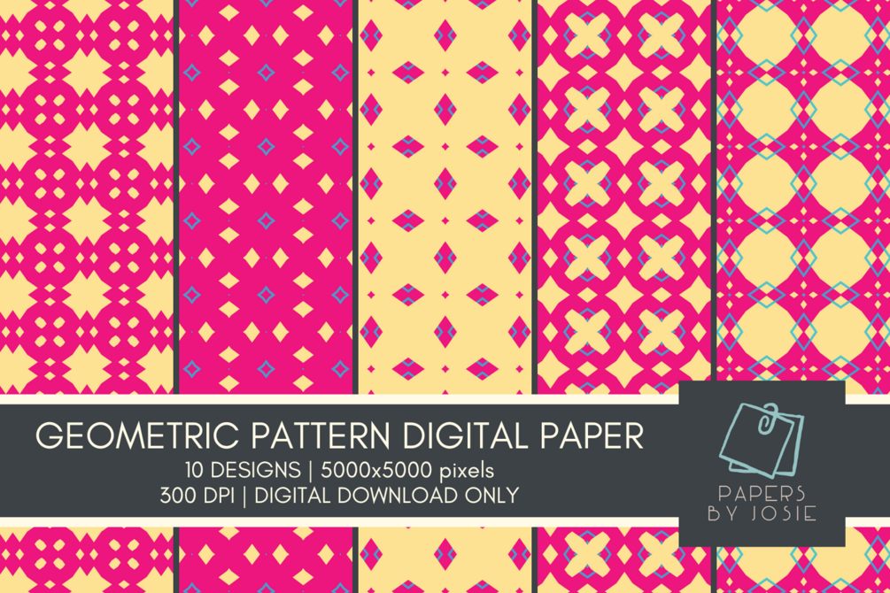 Pink Cream Geometric Pattern Digital Paper