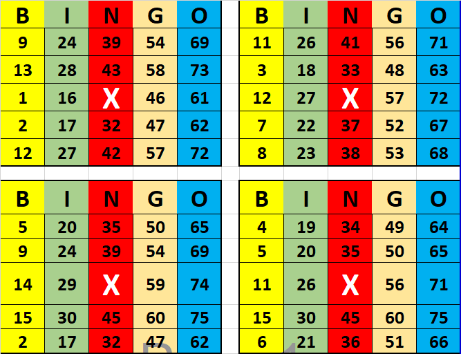 1000 Bingo Colourful Printable Tickets