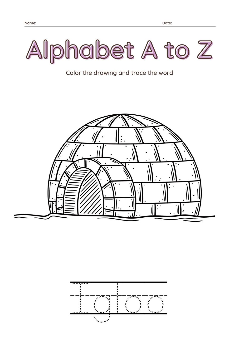 Alphabet A to Z Coloring Worksheet 1