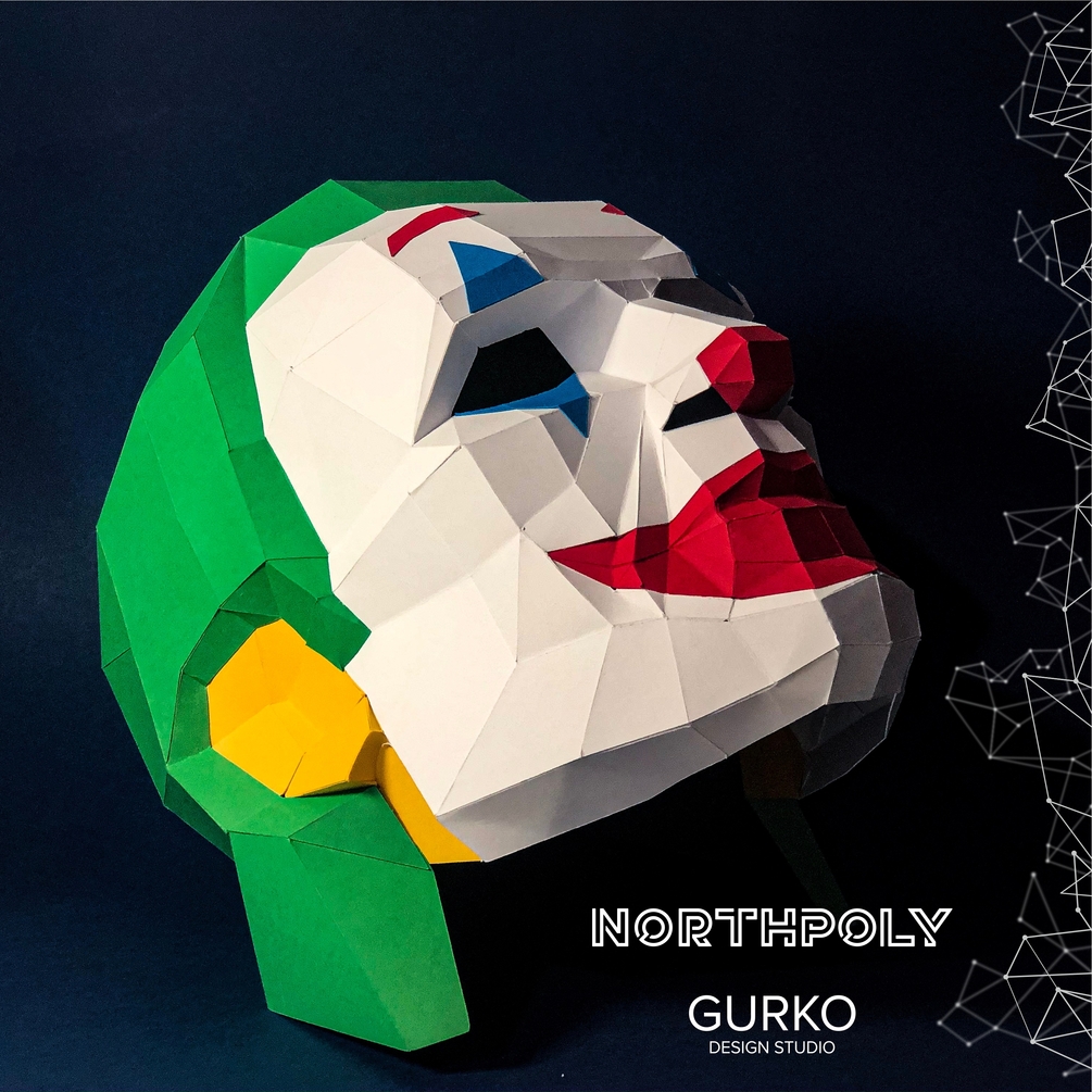 Joker Mask Papercraft, Pdf, Gurko, Pepakura, Template, 3D Origami ...