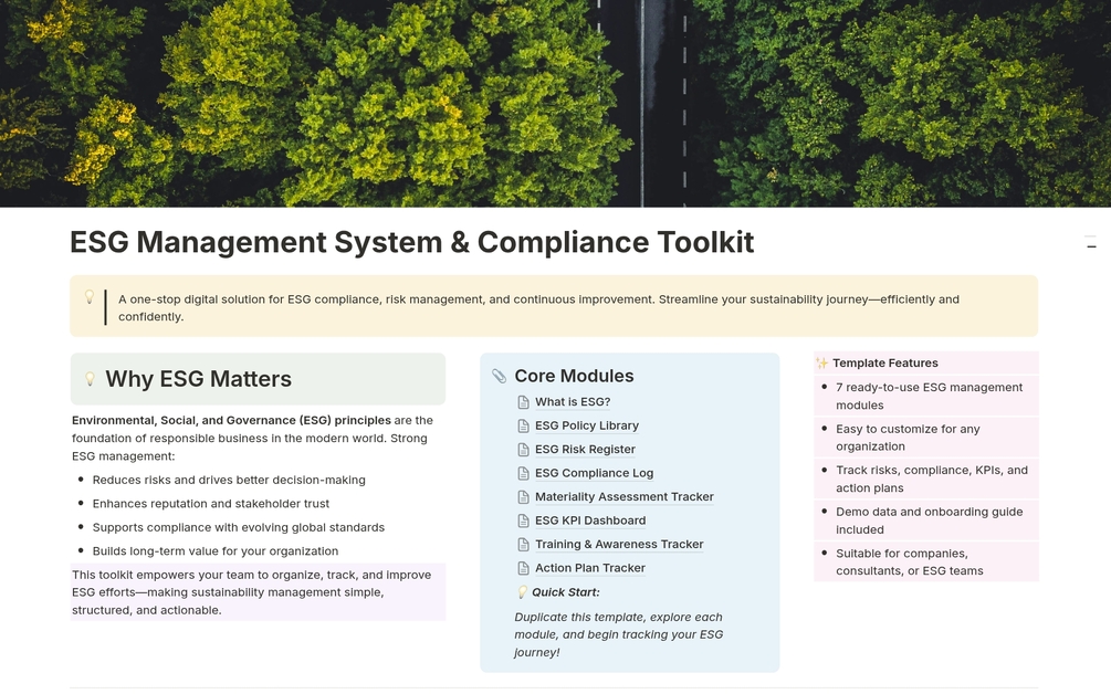 ESG Management System & Compliance Toolkit