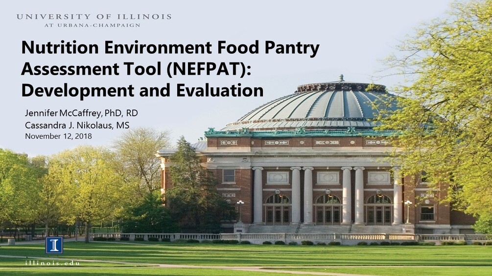 Journal Club 6: Nutrition Environment Food Pantry Assessment Tool ...