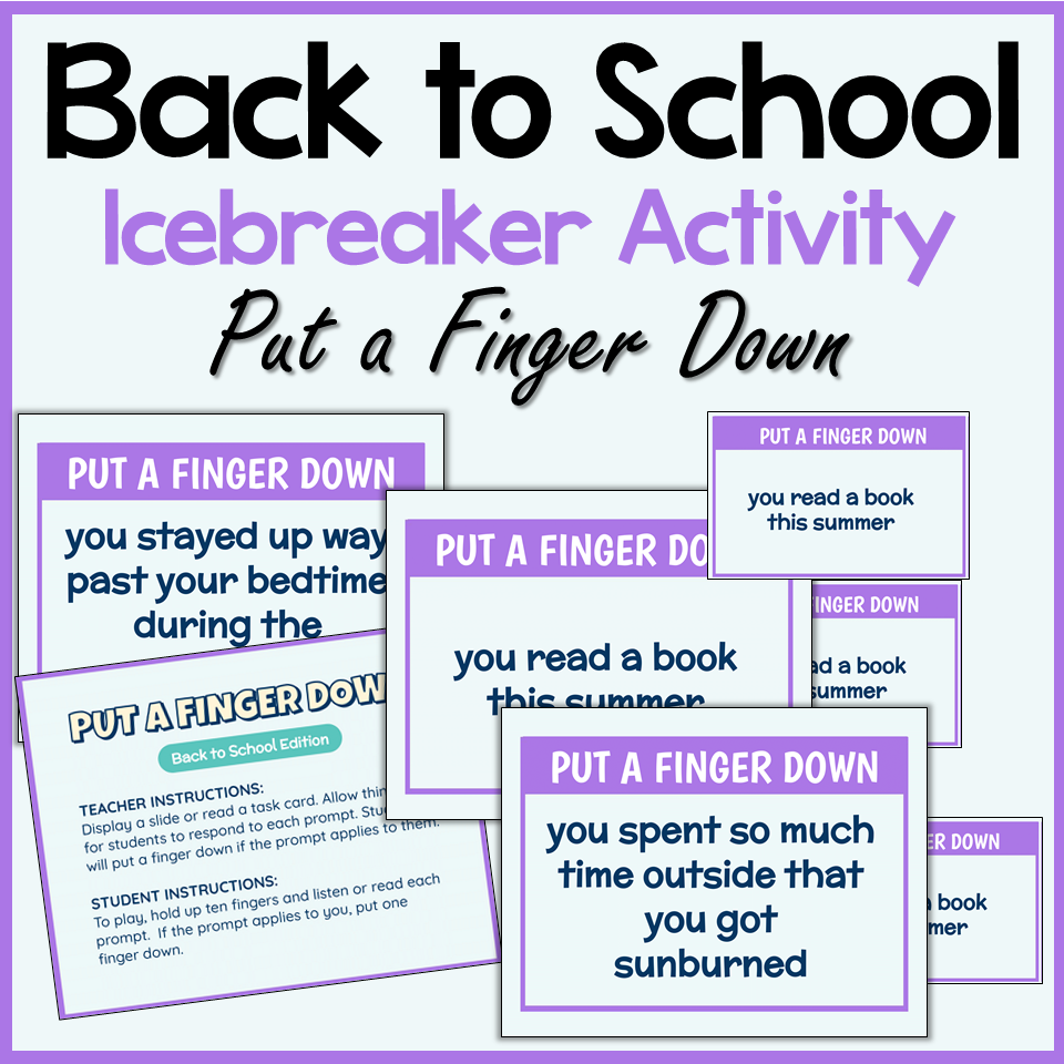 Back to School Icebreaker Activity | Put a Finger Down - First Day of ...