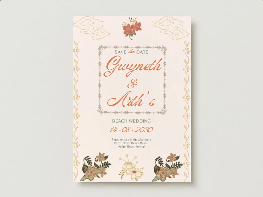 Batik Invitation Card, Wedding Invitation Card