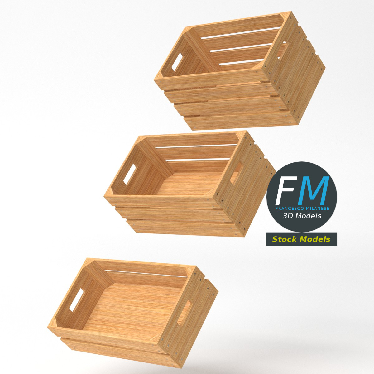 3D MODEL - Empty wooden crates
