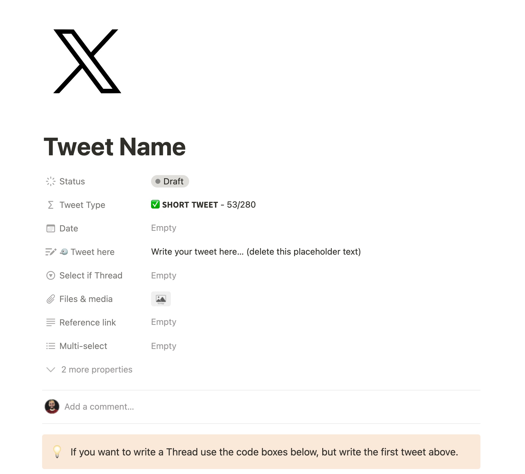 Twitter (X) Tweets Planner & Scheduler - Free Notion Template