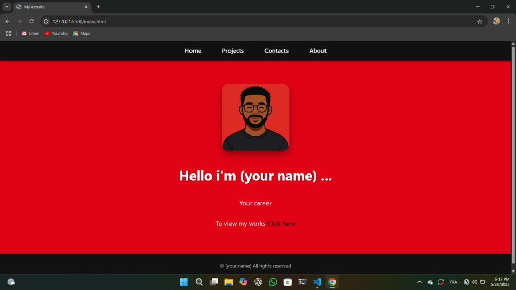 Html css JavaScript portfolio template website
