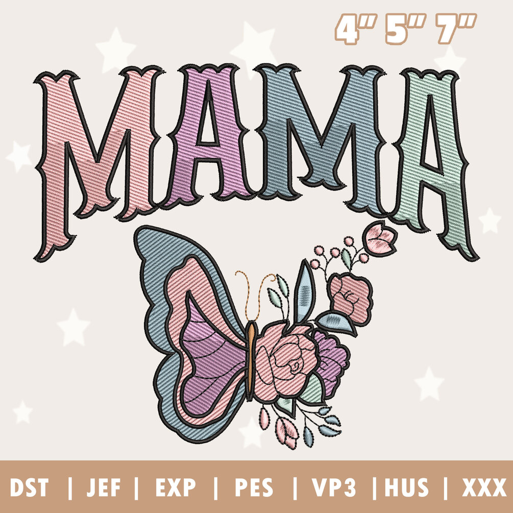 Mama Embroidery Design