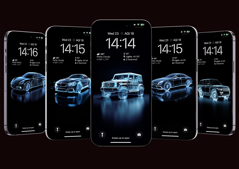 Simple design phone wallpaper, shiny car theme