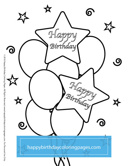 Happy Birthday Balloons Coloring Page #022
