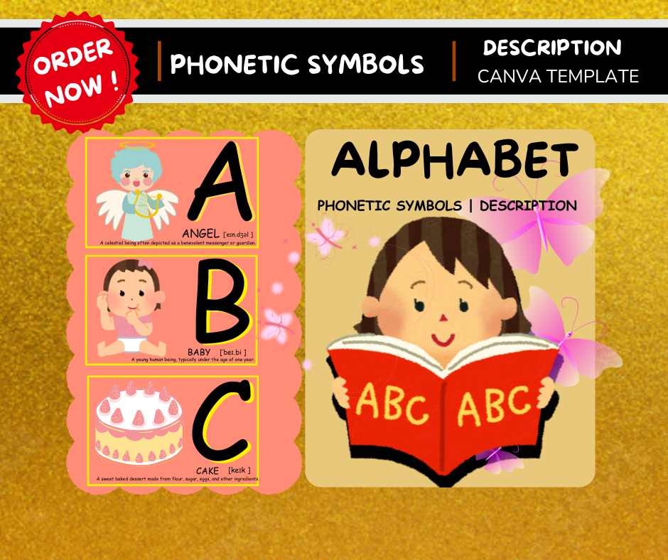 ALPHABET FASHCARDS FOR GIRLS WITH PHONETIC SYMBOLS EDITABLE