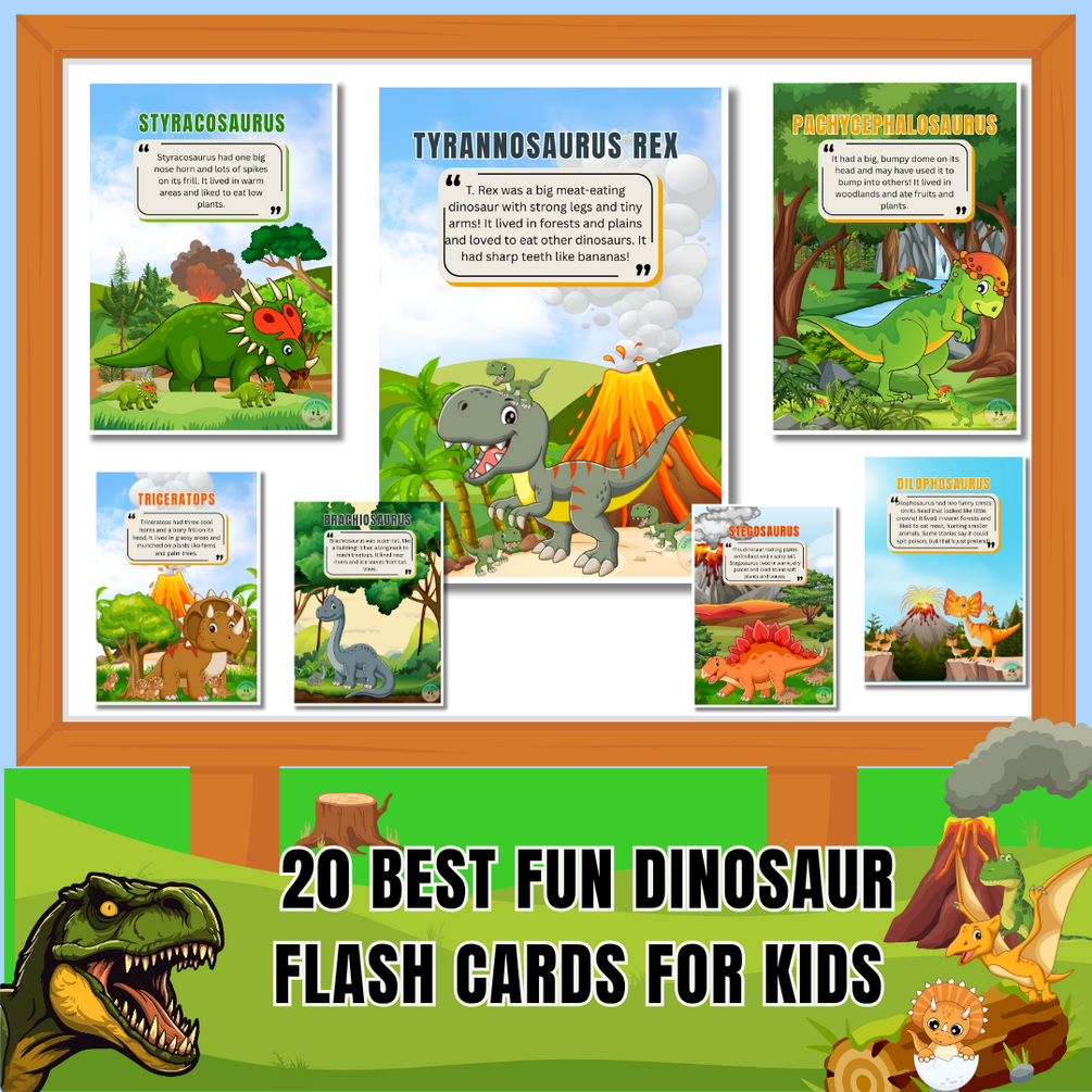 20 Fun Dinosaur Flash Cards for Kids – Learn, Play & Roar with Dino ...