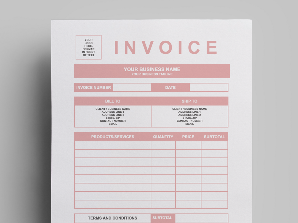 Invoice Template With Logo for Google Docs/PDF/Word. Business Invoice ...