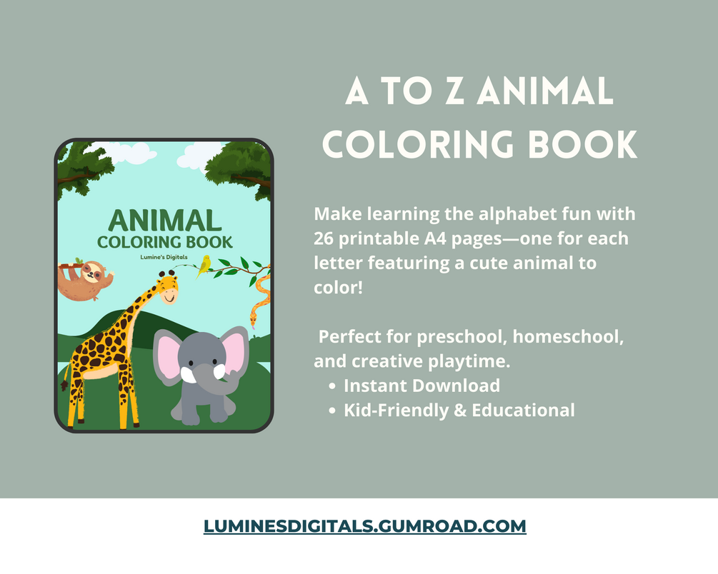 A to Z Animal Alphabet Coloring Book Printable Pages for Kids