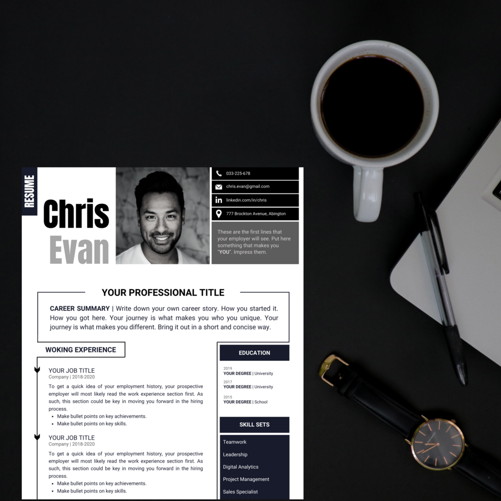Modern Professional Manly CV/Resume Design Template