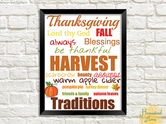 Thanksgiving Printable Word Art