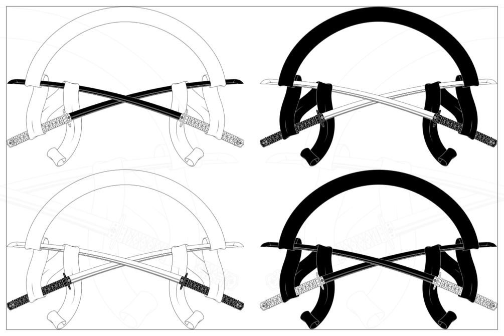 Japanese Sword Surrounded By Ribbon