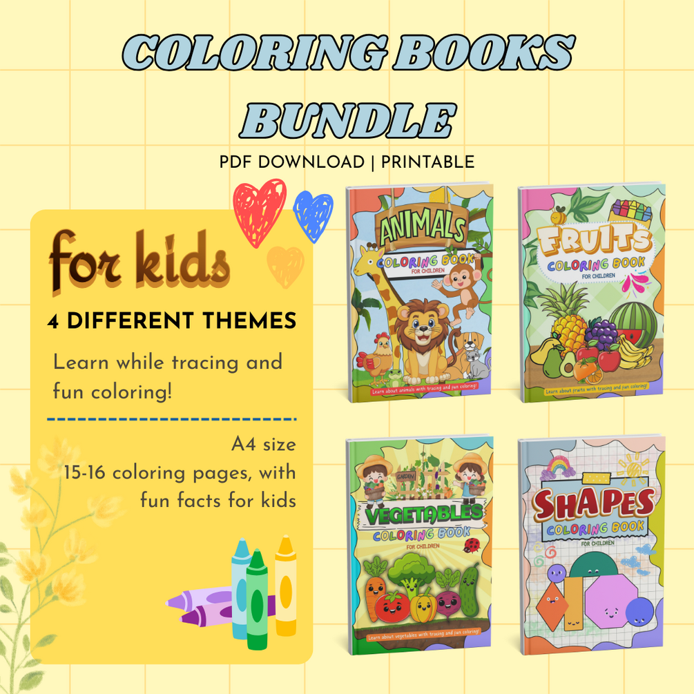 Kids’ Coloring Book Bundle – Learn, Trace & Color with Fun!