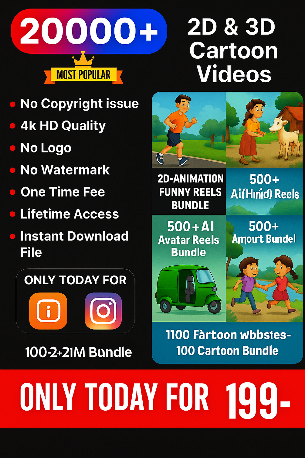 20000+ AI & Cartoon Video Collection Viral Fitness & AI Reels Vault ...