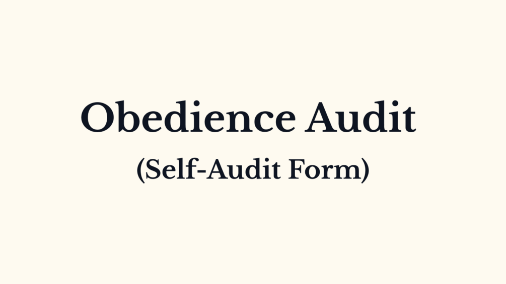 Obedience Audit (Self-Audit Form)