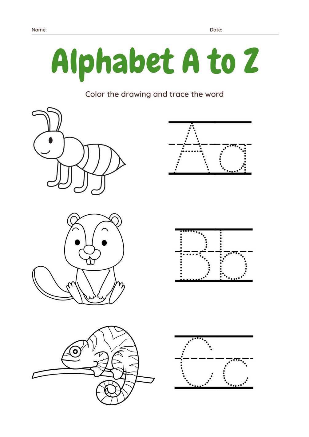 Alphabet and Numbers Coloring Worksheet Set – A–Z & 1–10 Tracing ...