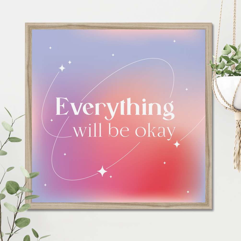 Everything Will Be Ok Motivational Starry Gradient Poster Wallpaper