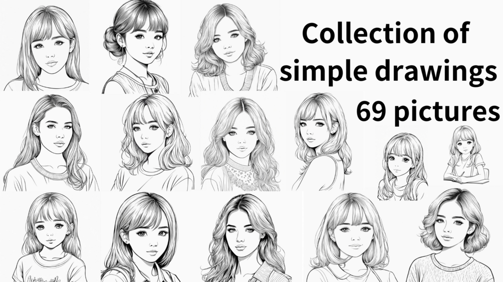 Simple sketches of half-body characters collection