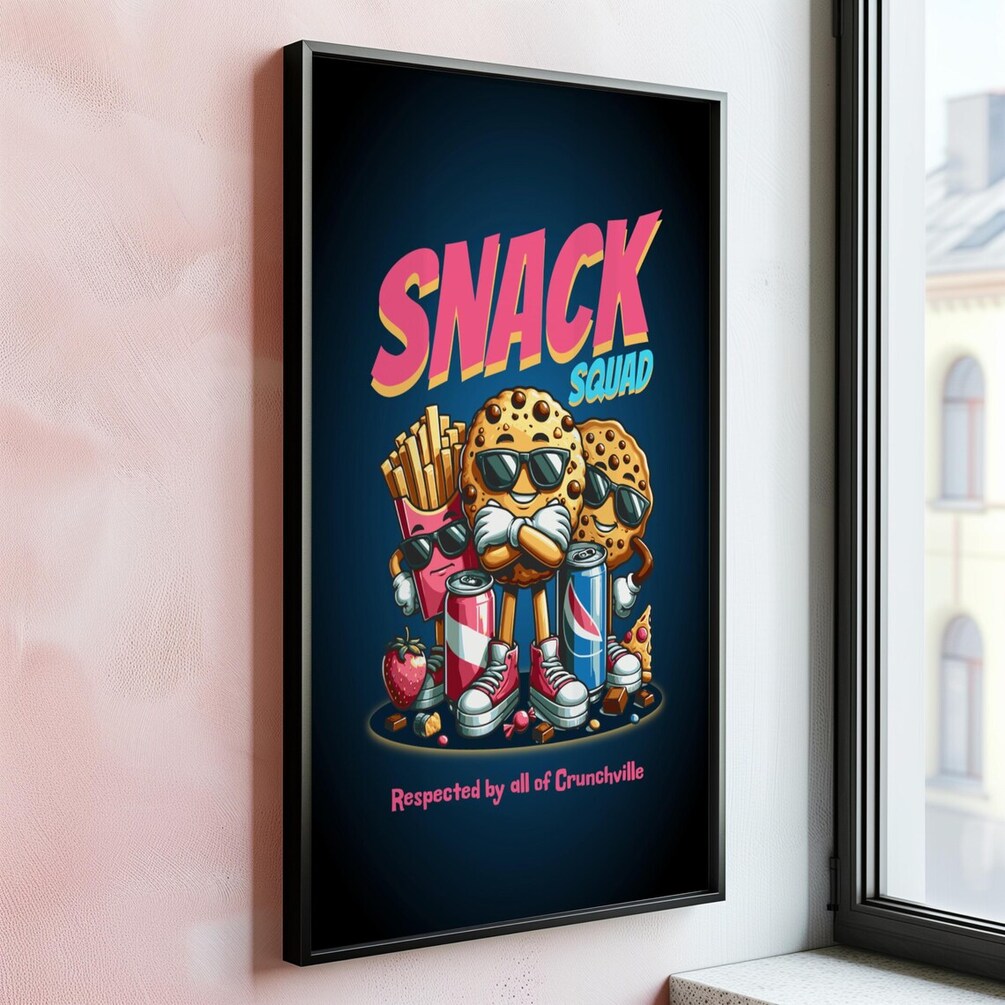 Snack Wall Decor | Food Art for Kitchen | Funny Food Poster | Gift for ...