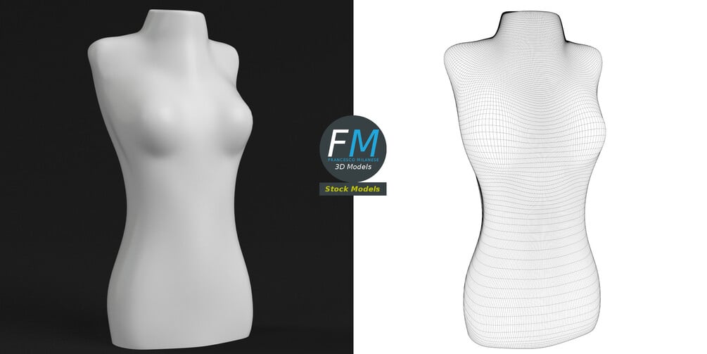 3D MODEL - Female half body dummy mannequin