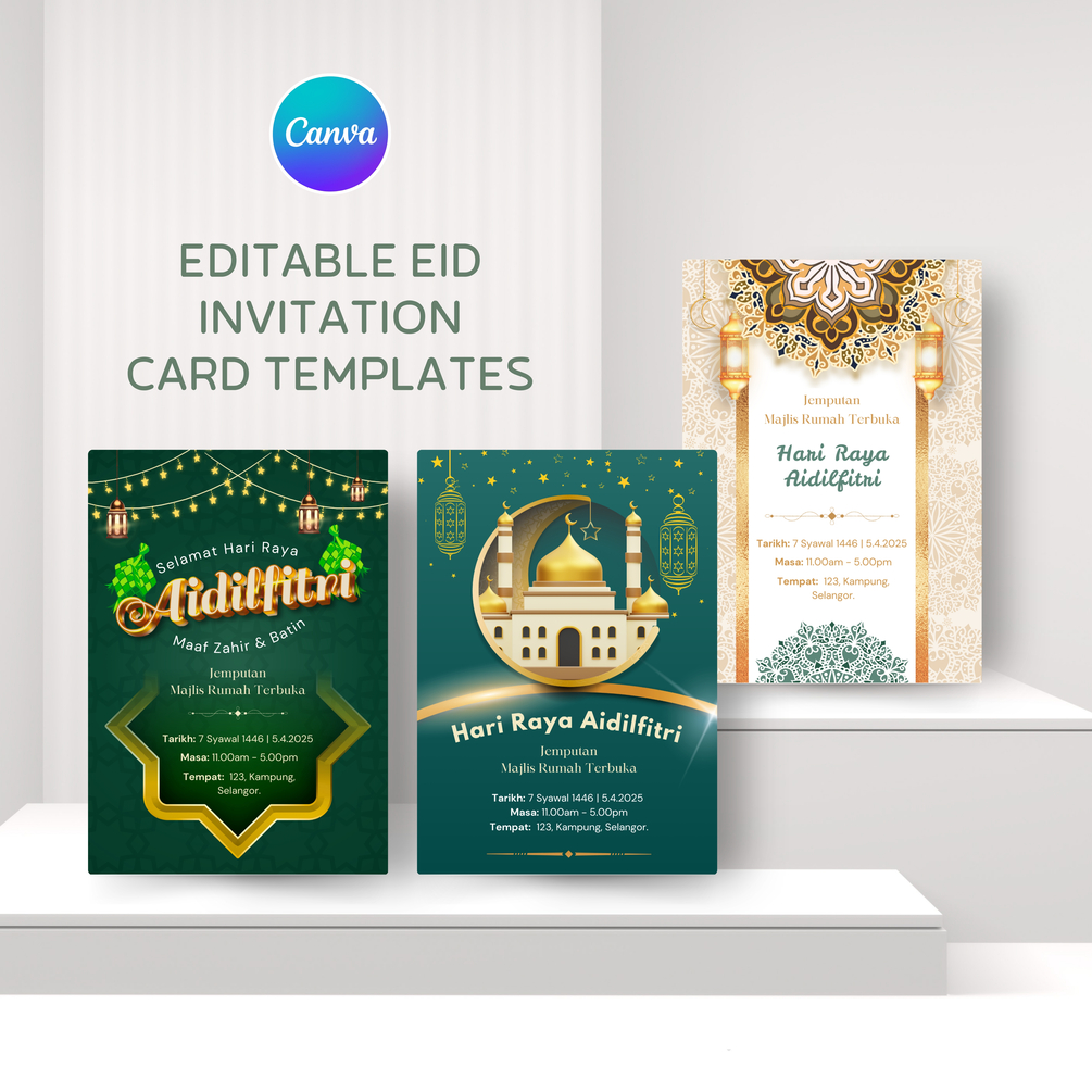 Editable Canva Eid Invitation Card Templates