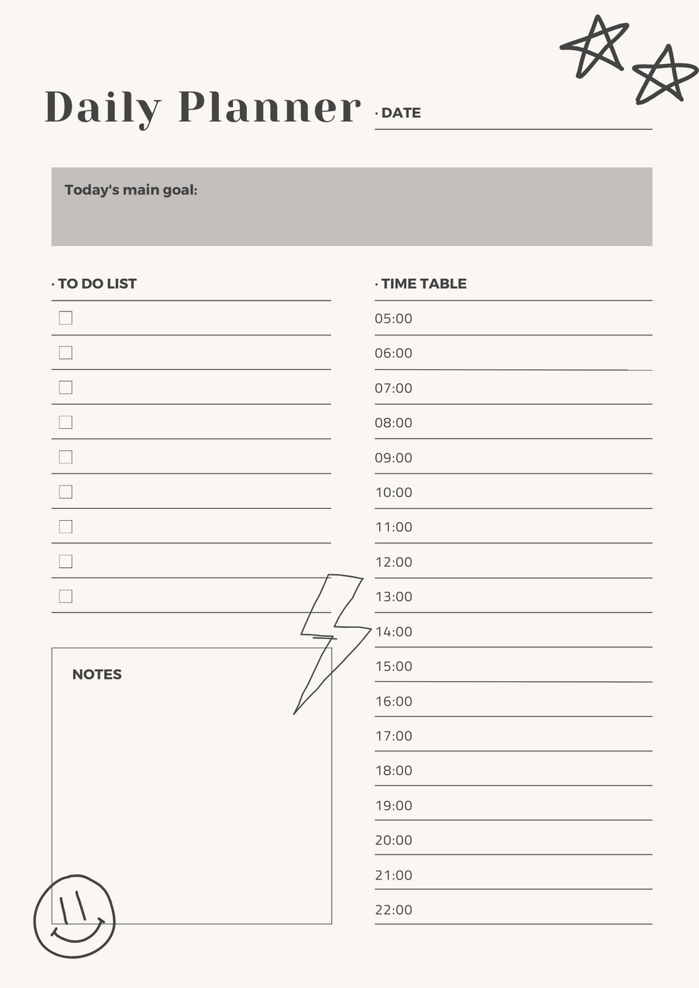 Printable Daily Planner Journal Template