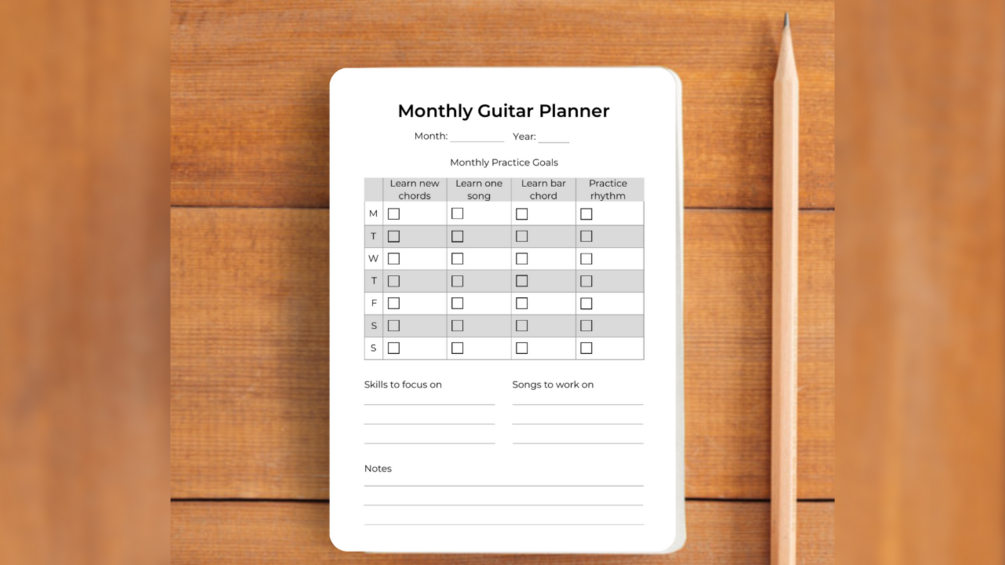 Guitar Practice Planner for Beginners | 6-Month Progress Tracker ...