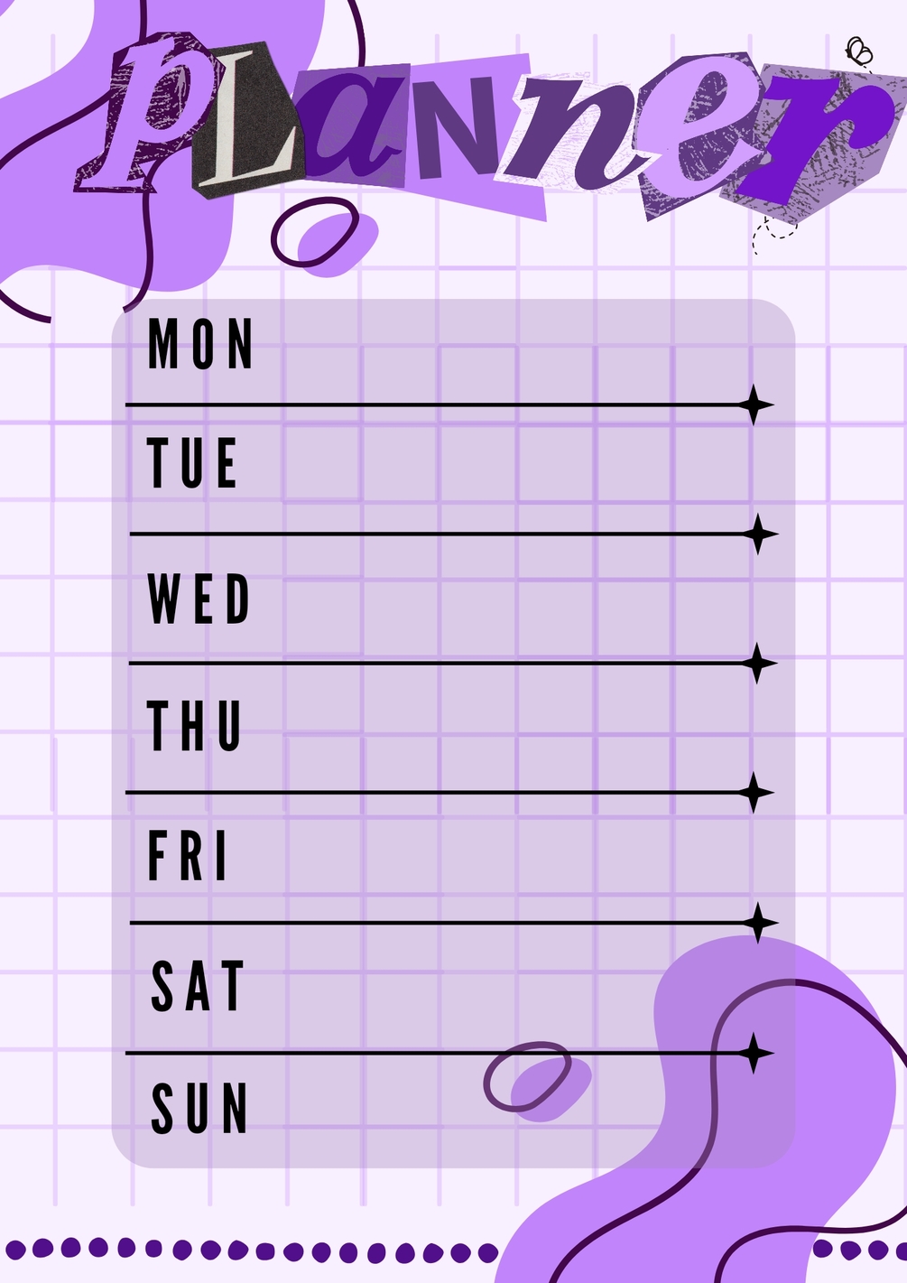 purple retro weekly planner schedule
