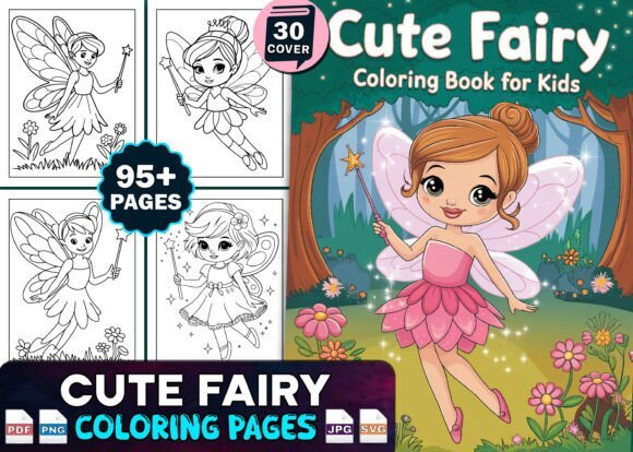 Cute Fairy Coloring Pages for Kids - KDP
