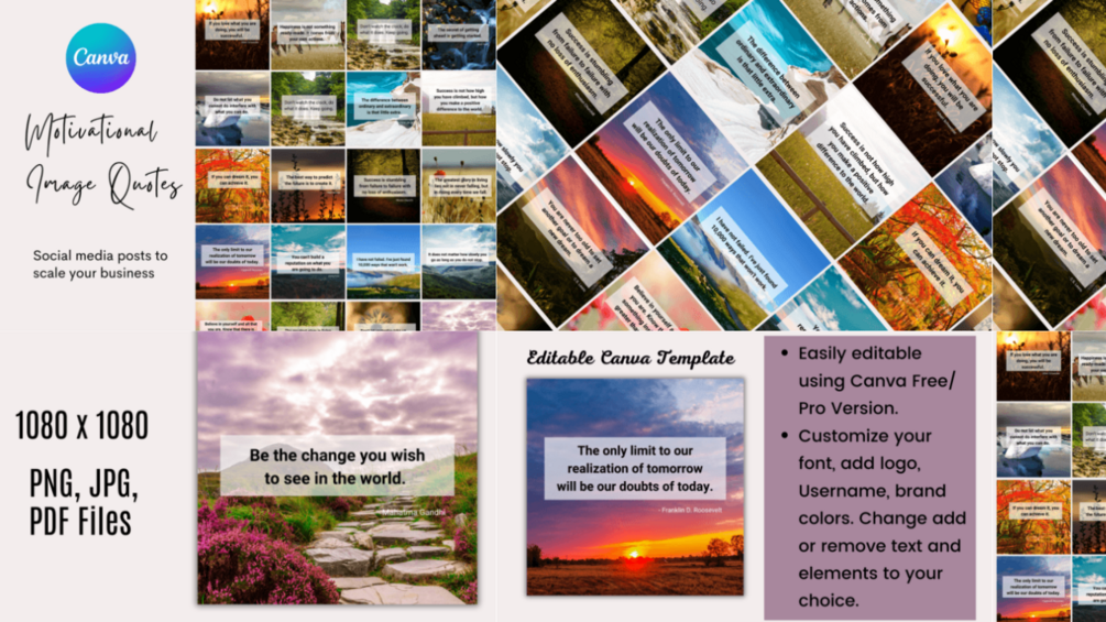 25 Motivational Quotes Canva Template