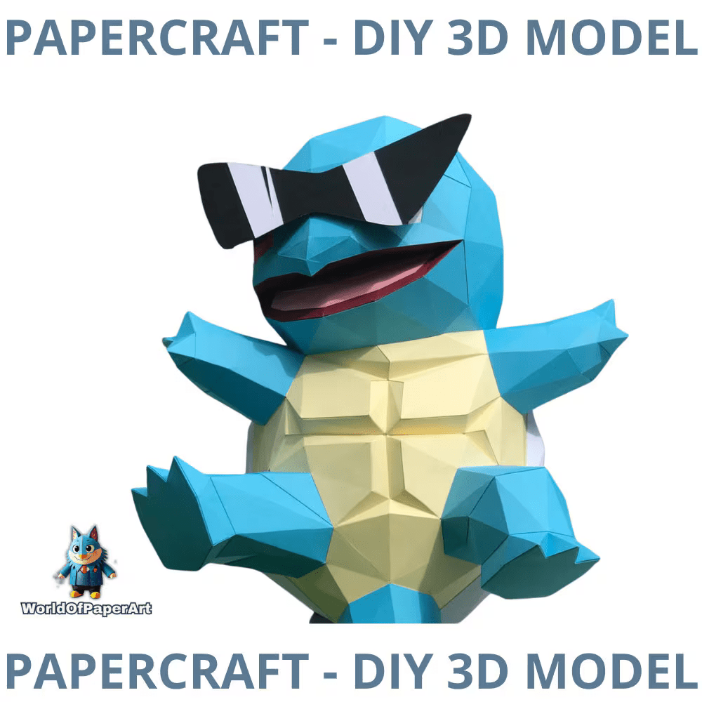 Squirtle Papercraft Pokemon Diy Kit - 3D Origami - PDF Template - Diy ...