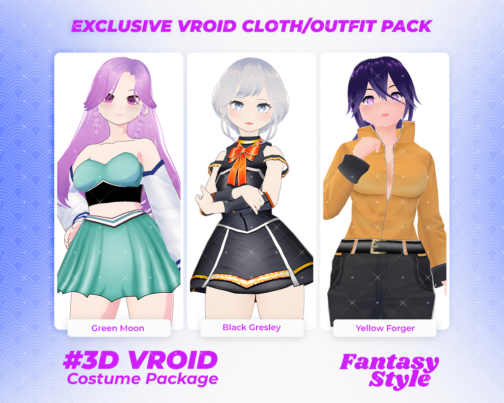 Enchanted Couture Collection Magical Vroid Outfits for Virtual Worlds - VRoid Clothing Pack ...