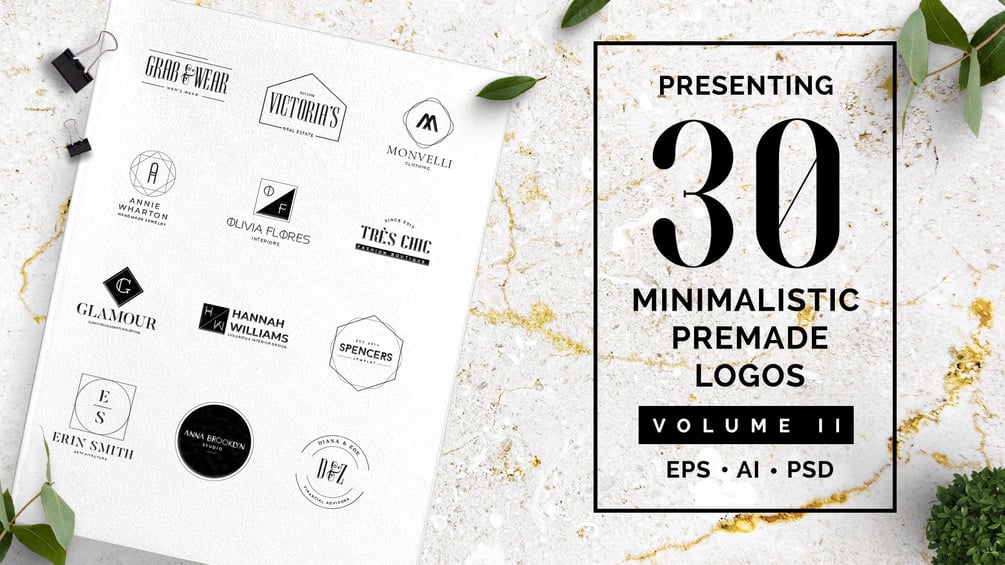 30 MINIMALISTIC PRE-MADE LOGOS – VOLUME II