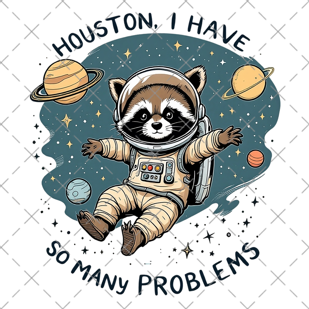 Houston, I Have So Many Problems - Funny Raccoon PNG