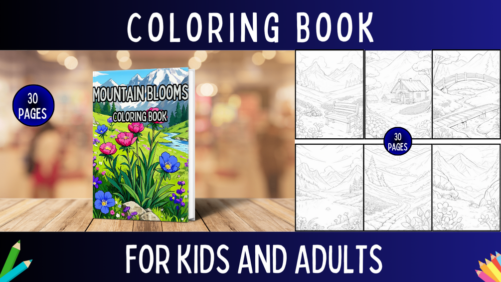 Mountain Blooms Coloring Book: Alpine and Mountain Flowers with Scenic ...