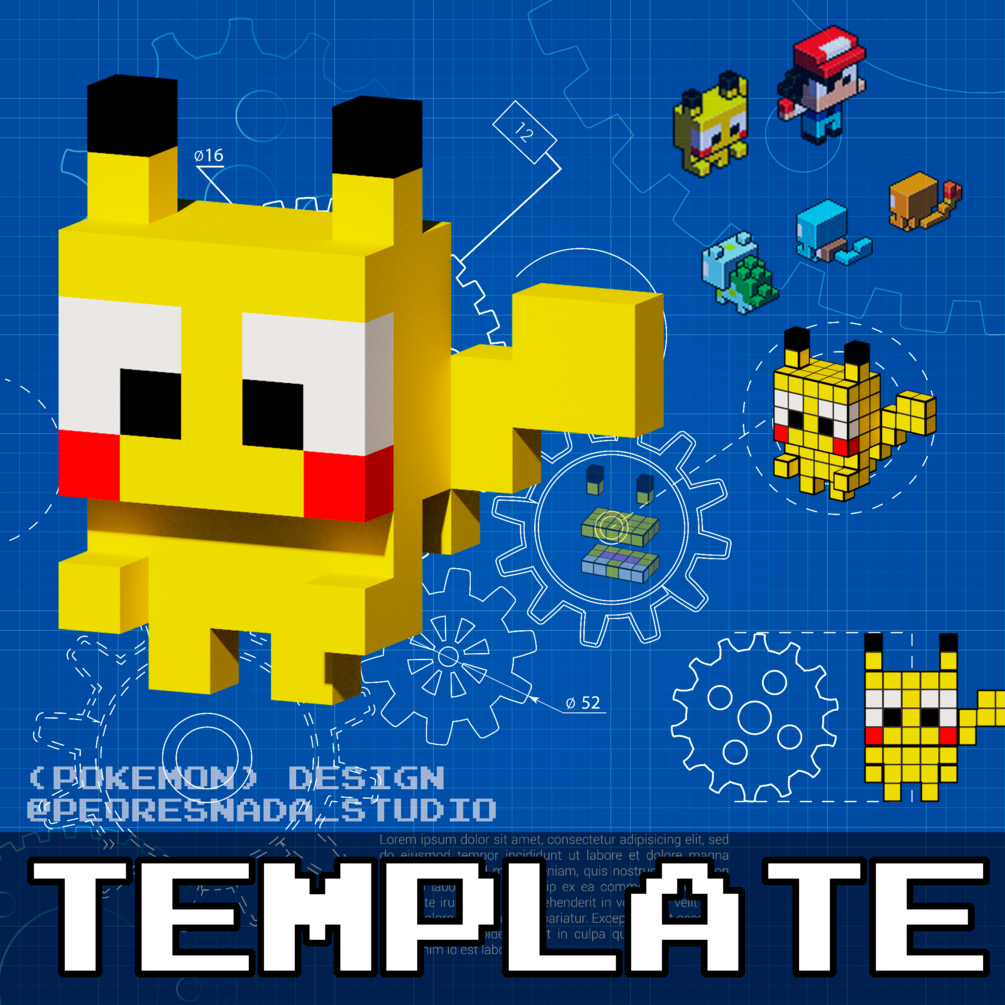 Pikachu 2D/3D Template