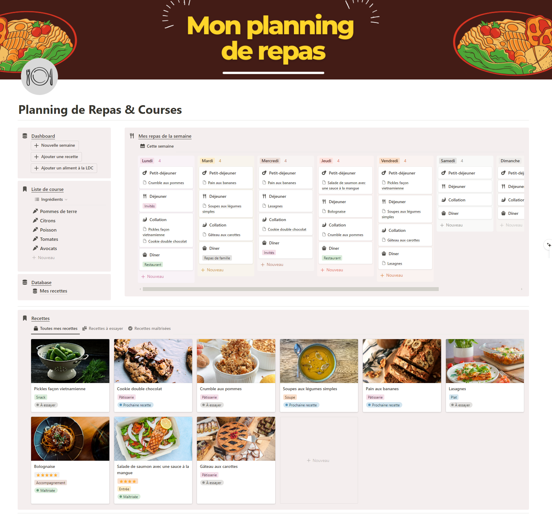 Planning de Repas & Courses