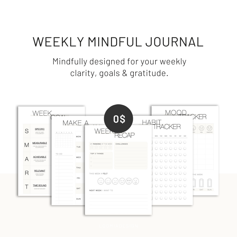Weekly Mindful Journal – 10-Page Digital PDF for GoodNotes & Self ...